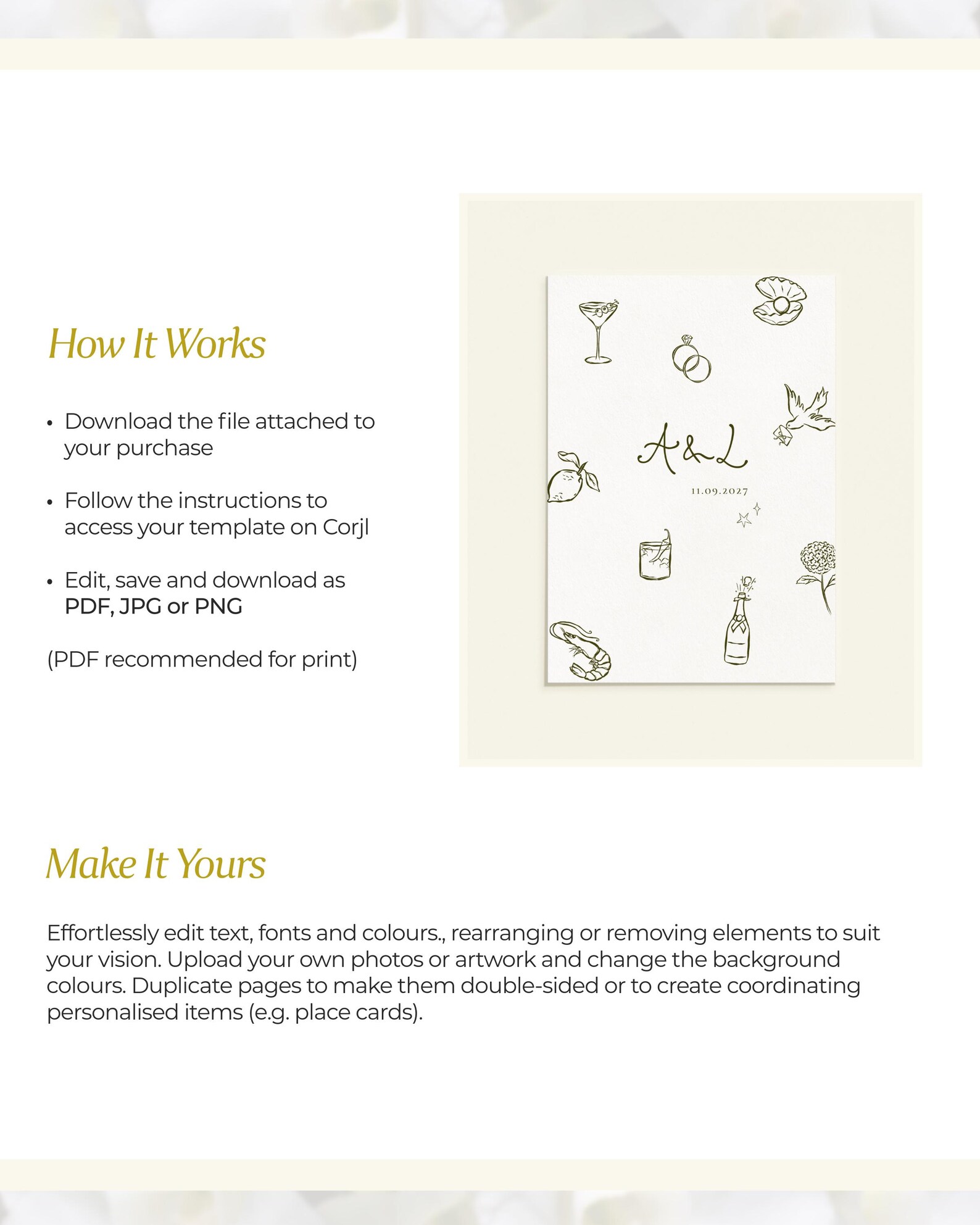 Hand Drawn Wedding Welcome Sign Template | Illustrated Whimsical ...