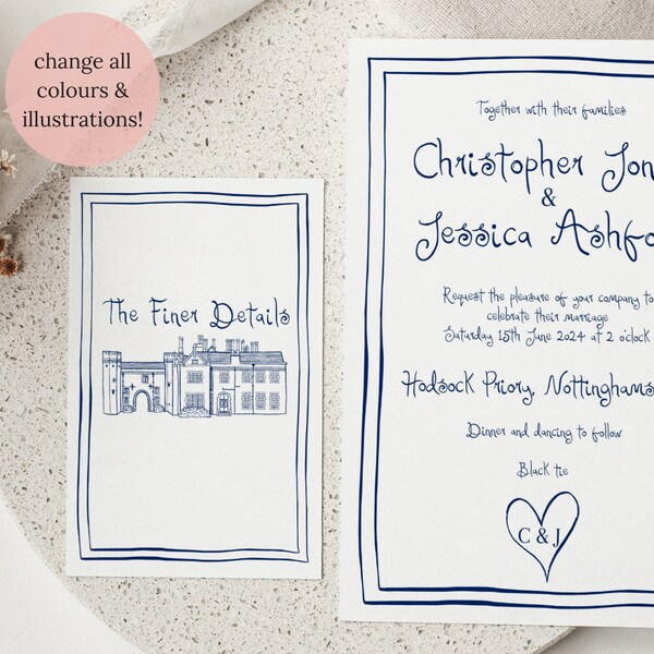 Hand Drawn Custom Invitation - Etsy