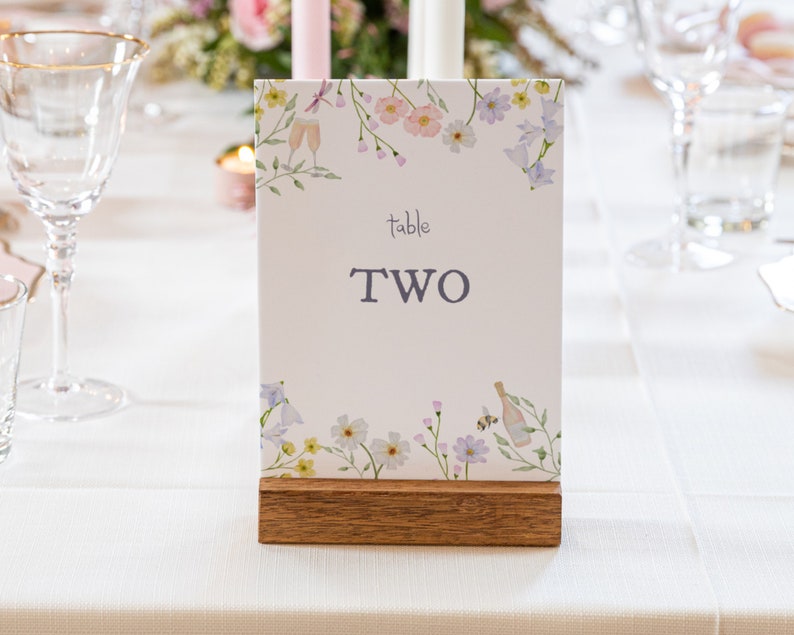 Wedding Table Numbers Template Painted Watercolor Meadow Boho ...