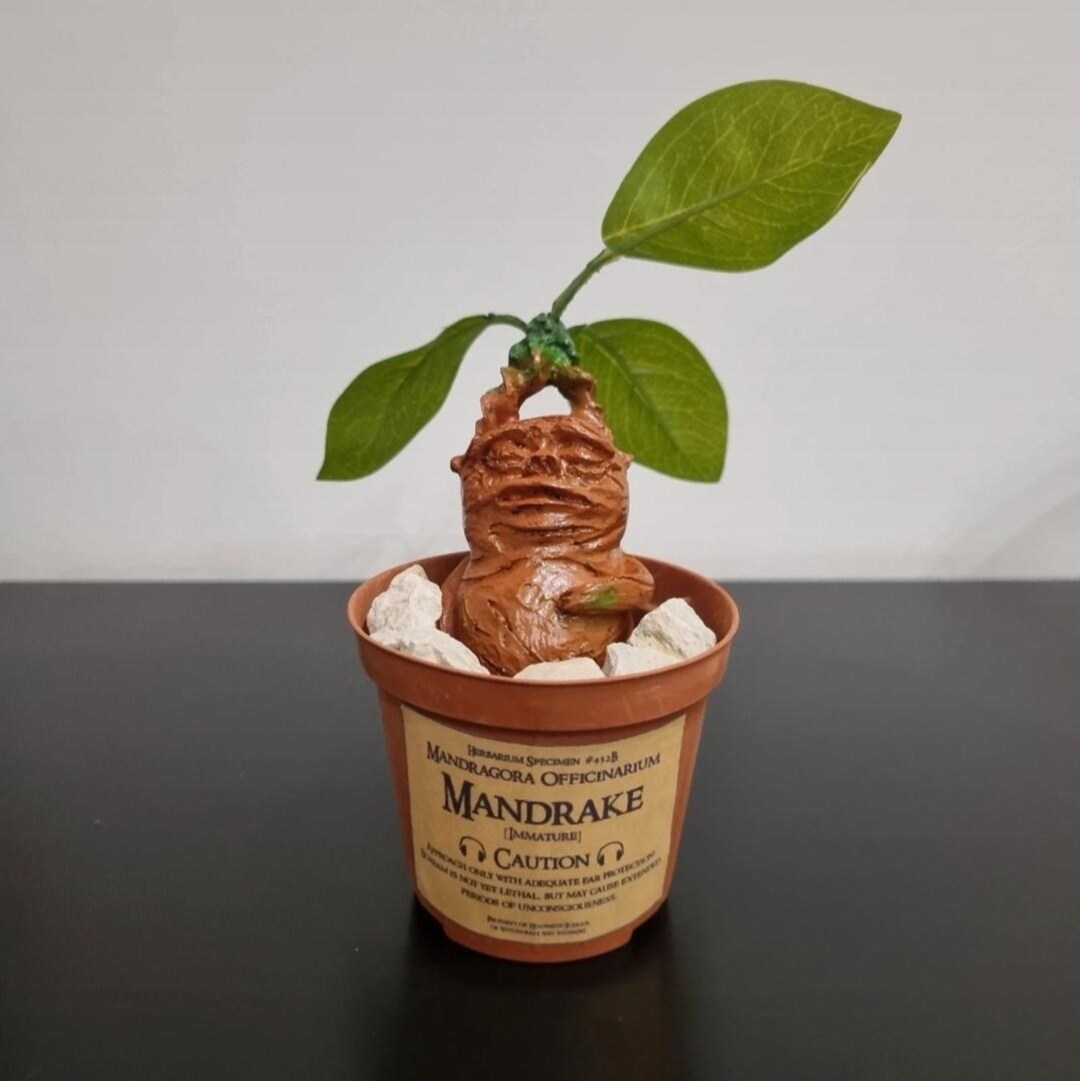 Harry Potter Inspired Mandrake Figure in Pot | Magical Resin Plant ...