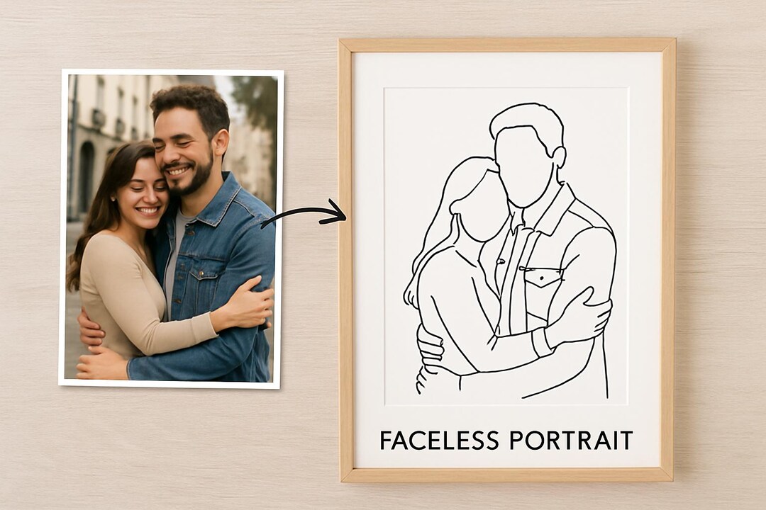 Custom Faceless Portrait From Photo – Minimalist Line Art Drawing ...