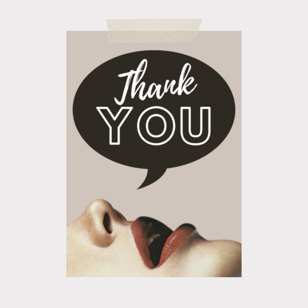 Postcard A6 380 Grams Thank You collage Woman Face Thank You Card ...