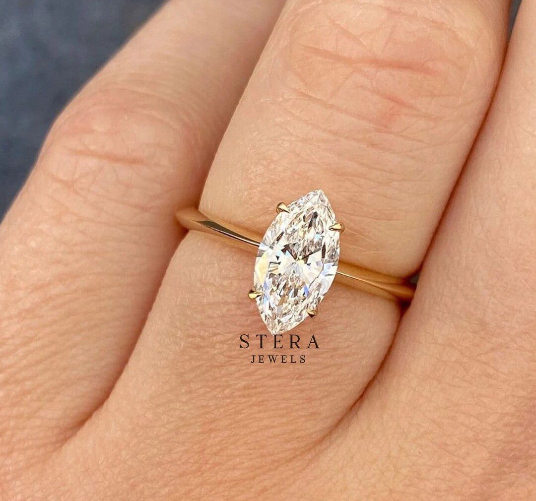 Lab Grown Diamond Ring Marquis Ring Gold Ring Jewellery Engagement Ring ...