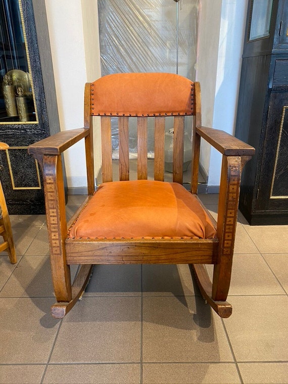 Rare Art Nouveau Rocking Chair Designed by Koloman Moser and Manufactured by Rudniker prague in 1904 Original Condition Later Covered With Leather Etsy