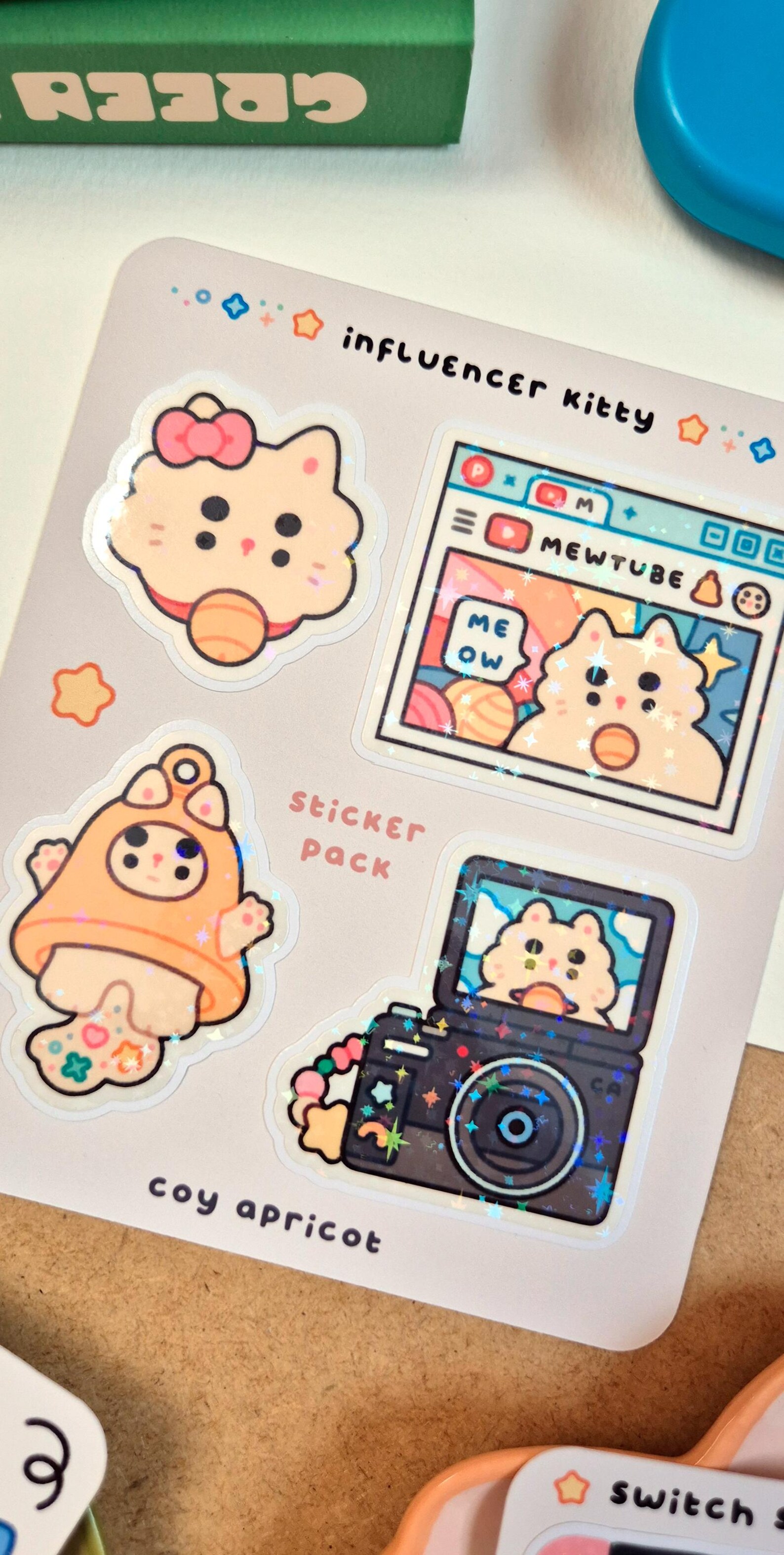 Influencer Kitty | Waterproof Handmade Vinyl Die-cut Sticker Set 4pcs ...