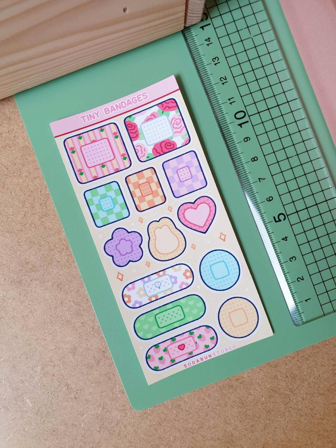 Tiny Bandages | Cute Waterproof Handmade Sticker Sheet | Kawaii ...
