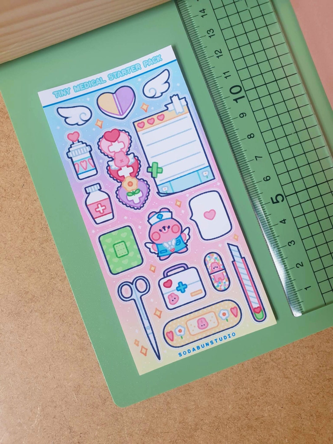 Tiny Medical Starter Pack Cute Waterproof Handmade Sticker Sheet Kawaii ...