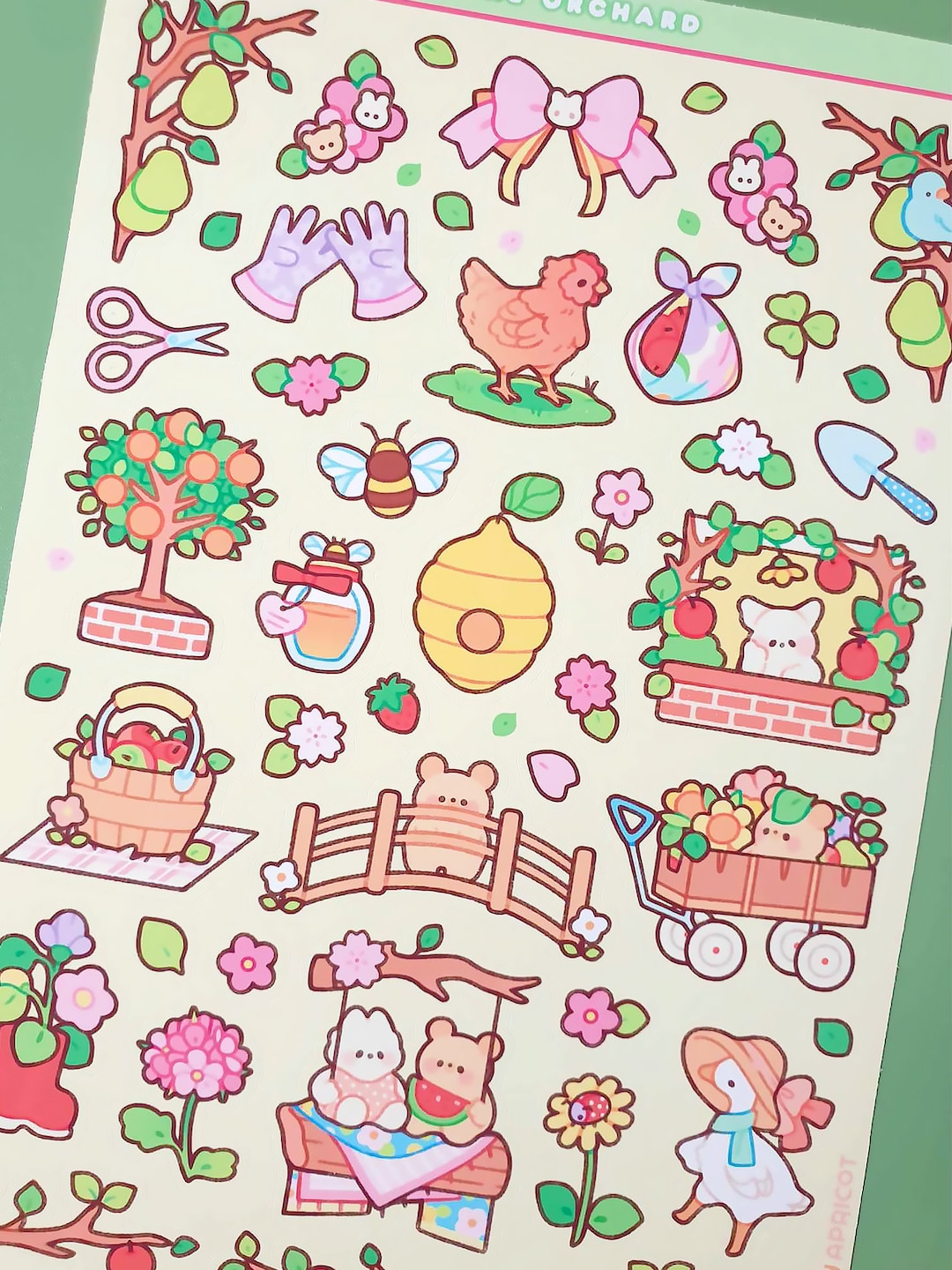 The Orchard | Cute Waterproof Handmade Floral Sticker Sheet | Kawaii ...