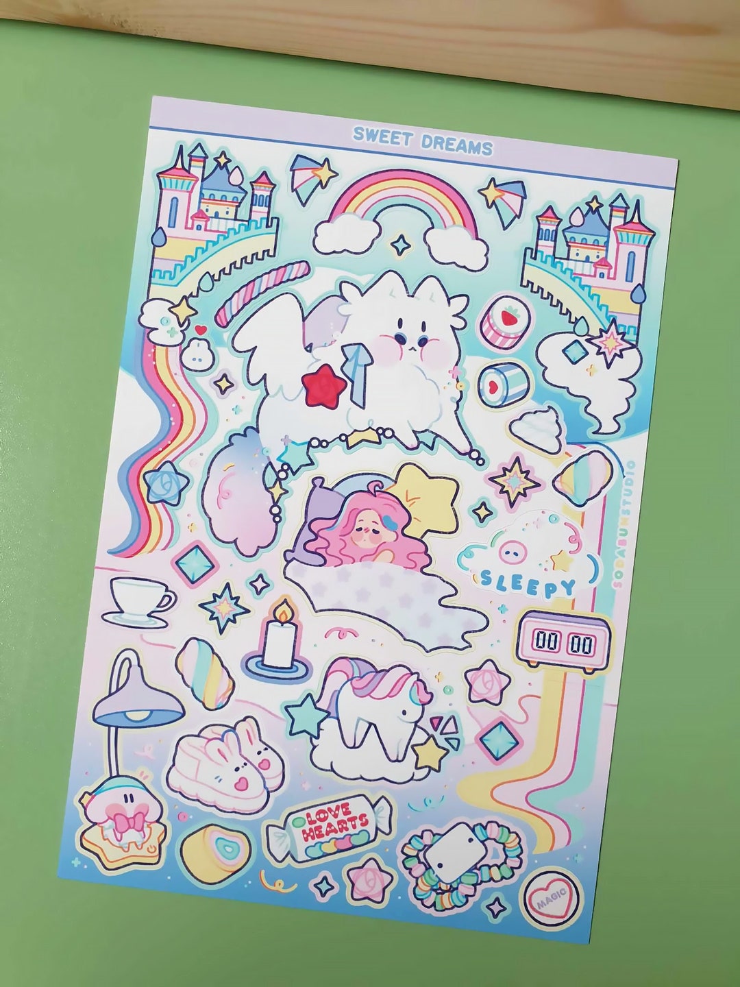 Sweet Dreams | Cute Waterproof Handmade Dreamy Sticker Sheet | Kawaii ...