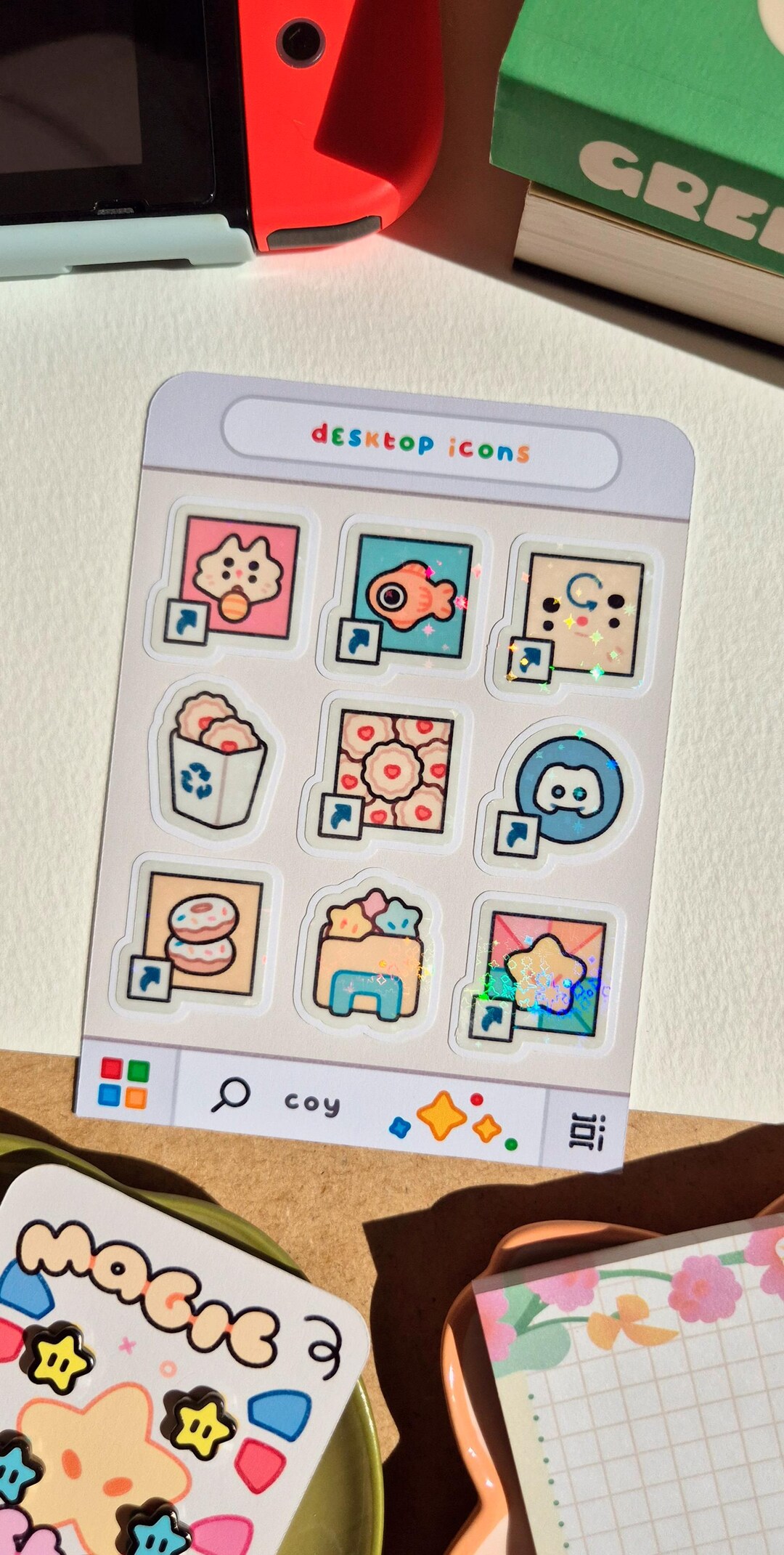 Desktop Icons | Waterproof Handmade Vinyl Die-cut Sticker Set 9pcs ...