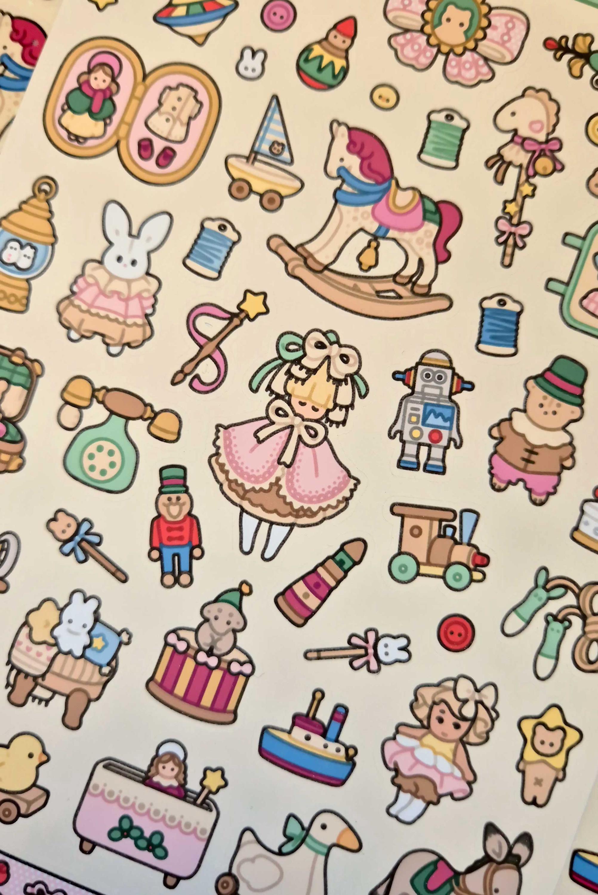 Vintage Toy Box | Cute Waterproof Handmade Sticker Sheet | Kawaii ...