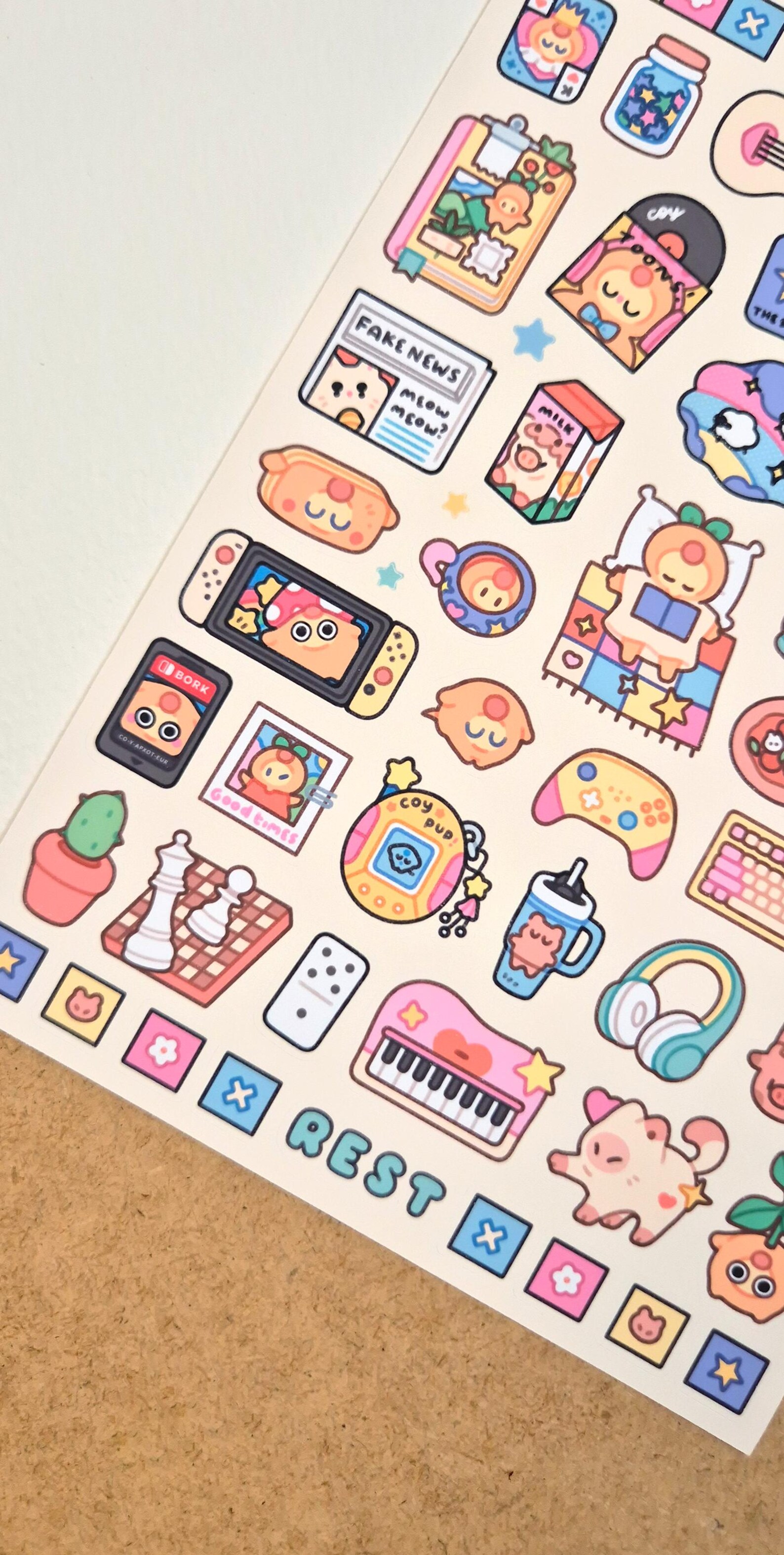 Take A Break | Cute Waterproof Handmade Vibrant Sticker Sheet | Kawaii ...