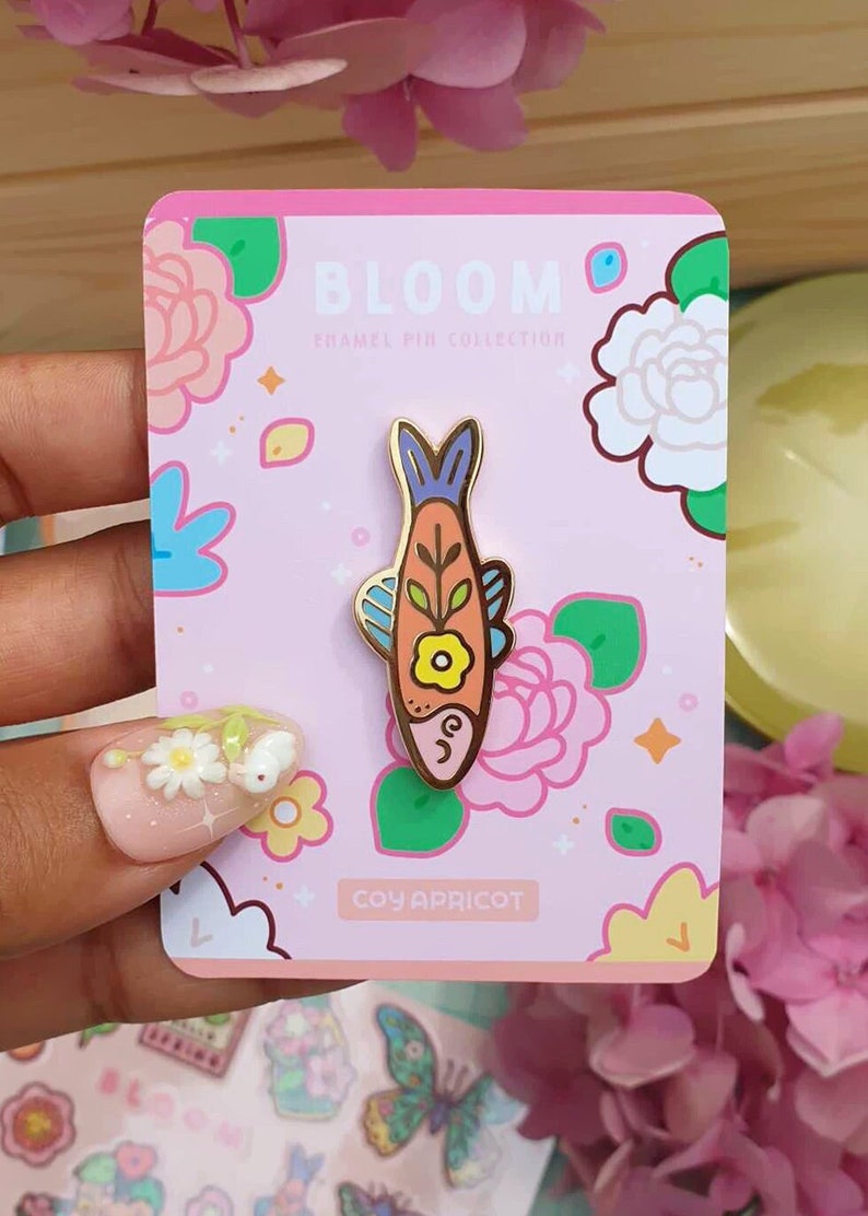 Salmon | BLOOM Spring Themed Hard Enamel Pin | Cute Kawaii Collectable ...