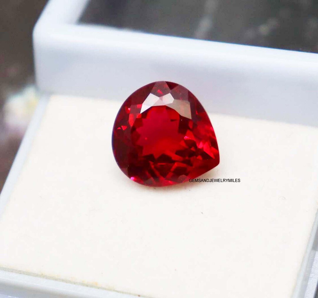 Natural Red Ruby Tear Drop Shape Ring Making Faceted Ruby 10.40ct Ring Size 13x12x6mm Beautiful ...
