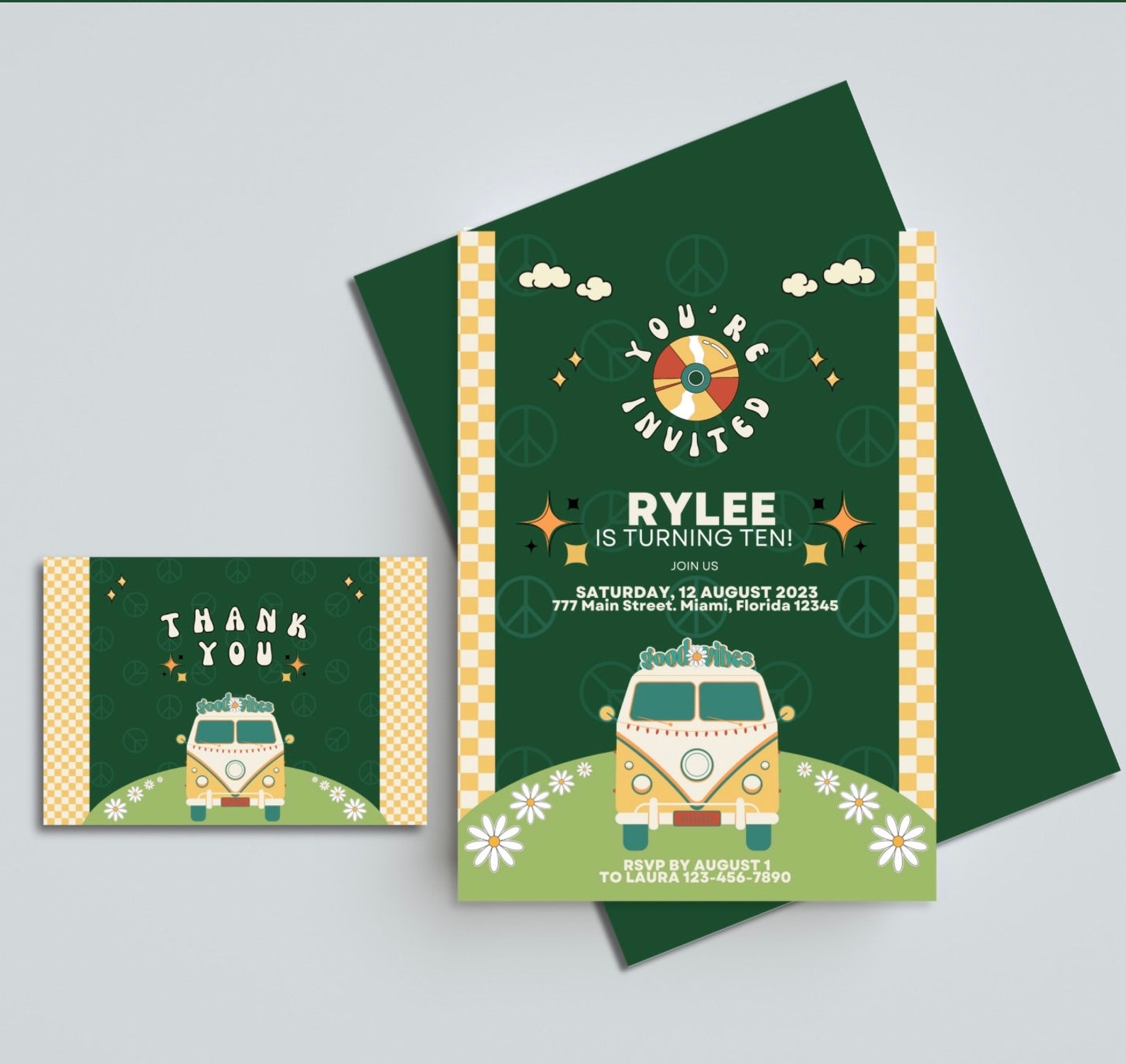 Groovy Hippie Theme Birthday Party Invite Template - Etsy