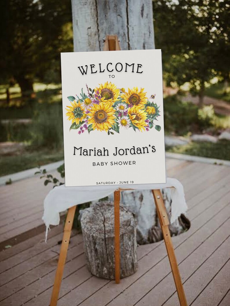 Baby in Bloom Sunflower | Floral Theme Unisex Baby Shower Invitation ...