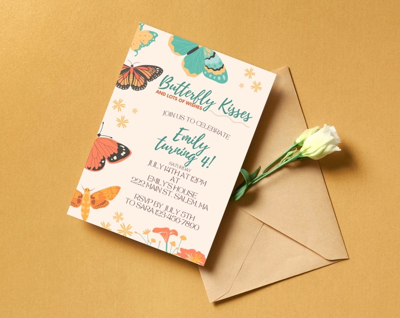 Butterfly Theme Birthday Party EDITABLE Invitation Download. - Etsy