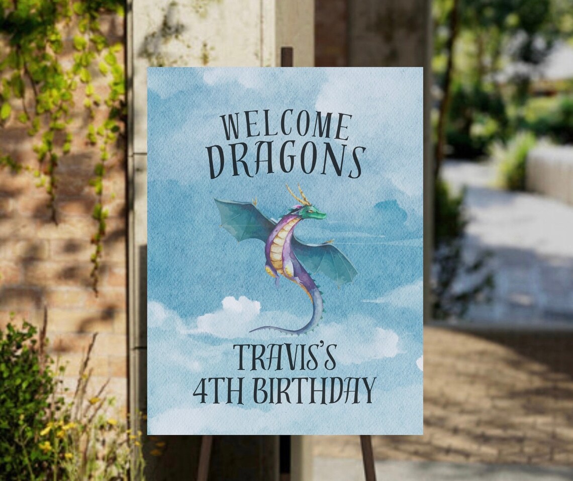 Dragon Theme Birthday Party Invitation EDITABLE Templates Bundle. Read ...