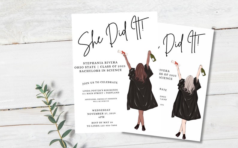 Personalized 2023 She Did It Graduation Party Invitation - Etsy