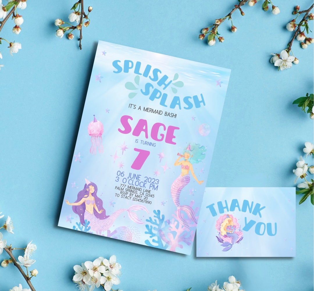 Splish Splash Mermaid Theme Personalized Birthday Party Bundle ...