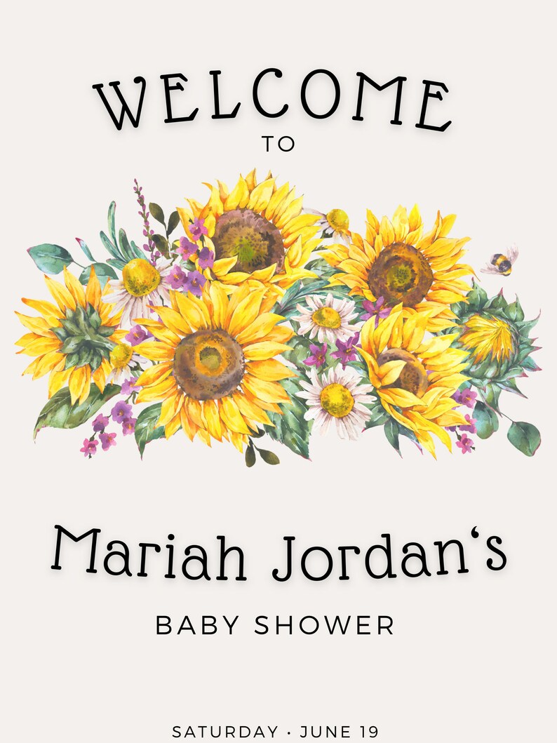Baby in Bloom Sunflower | Floral Theme Unisex Baby Shower Invitation ...
