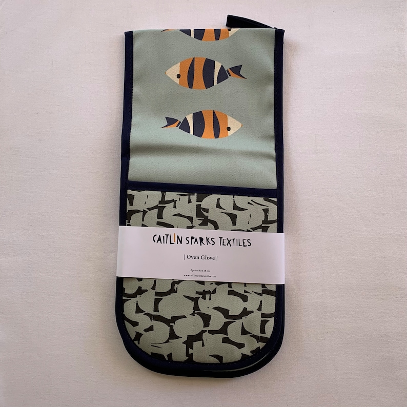Fish Design Double Oven Glove - 100% Organic Cotton - Etsy