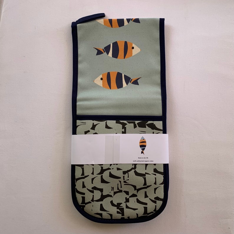 Fish Design Double Oven Glove - 100% Organic Cotton - Etsy