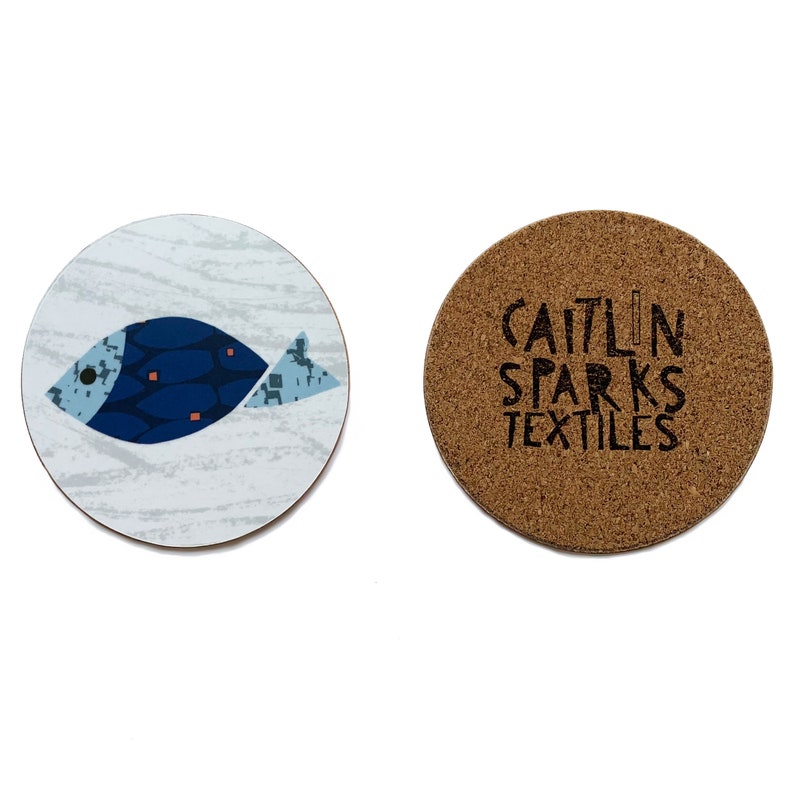 Set of 4 Fish Coasters - Melamine With a Cork Backing - Etsy