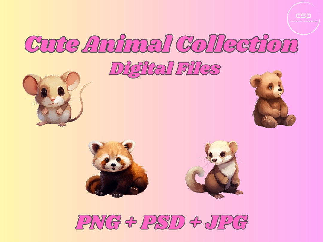 Whimsical Cute Animal Collection: PSD & PNG Files Power up Your Design ...