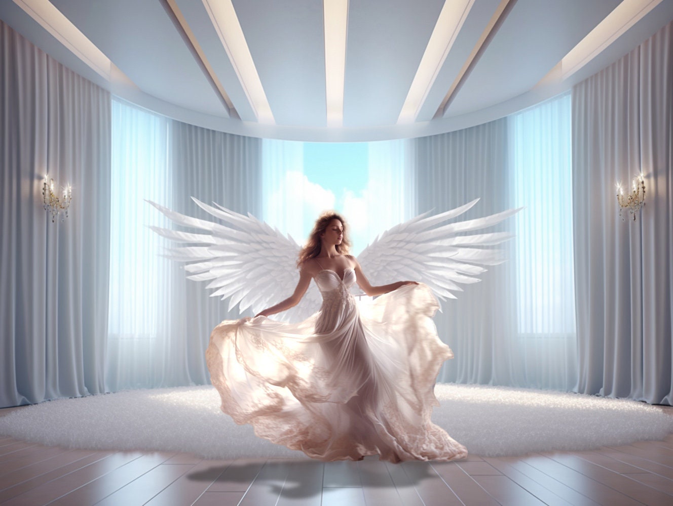 Angel Wings Photo Backdrop Overlay, Dreamlike Architecture, Heavenly ...