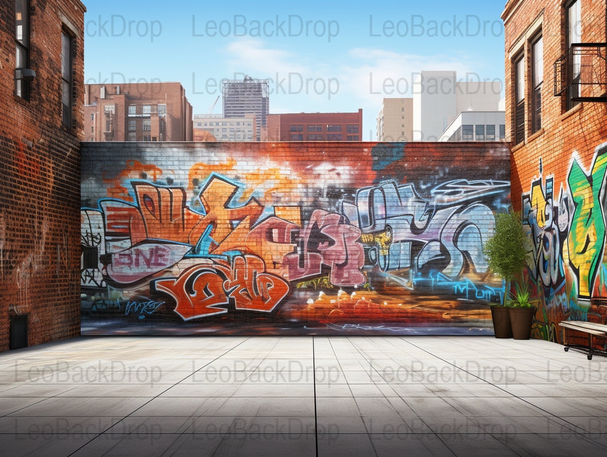 Urban Graffiti Street Backdrop, High-resolution Digital Image, Colorful ...