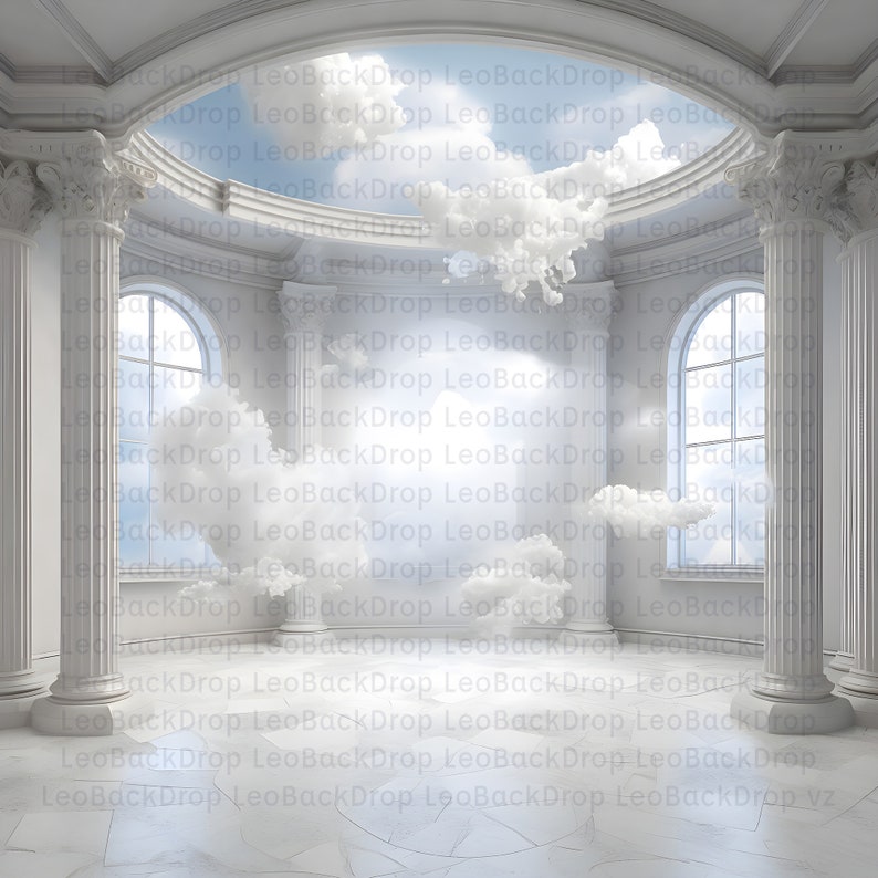 Heavenly Cloudy Digital Backgrounds, Dreamy Palace Interiors, Ethereal ...