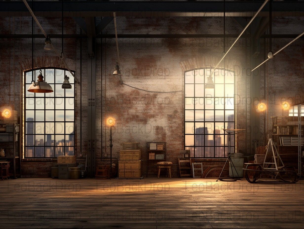 Rustic Industrial Loft Backdrop, Urban Chic Overlay, High-resolution ...