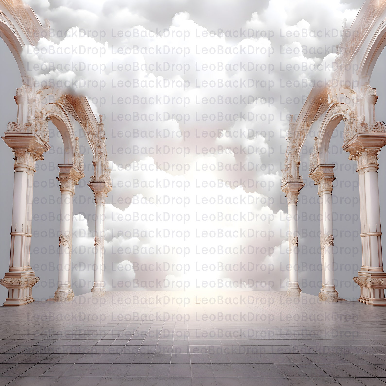 Heavenly Cloudy Digital Backgrounds, Dreamy Palace Interiors, Ethereal Cloudscapes, Baroque ...