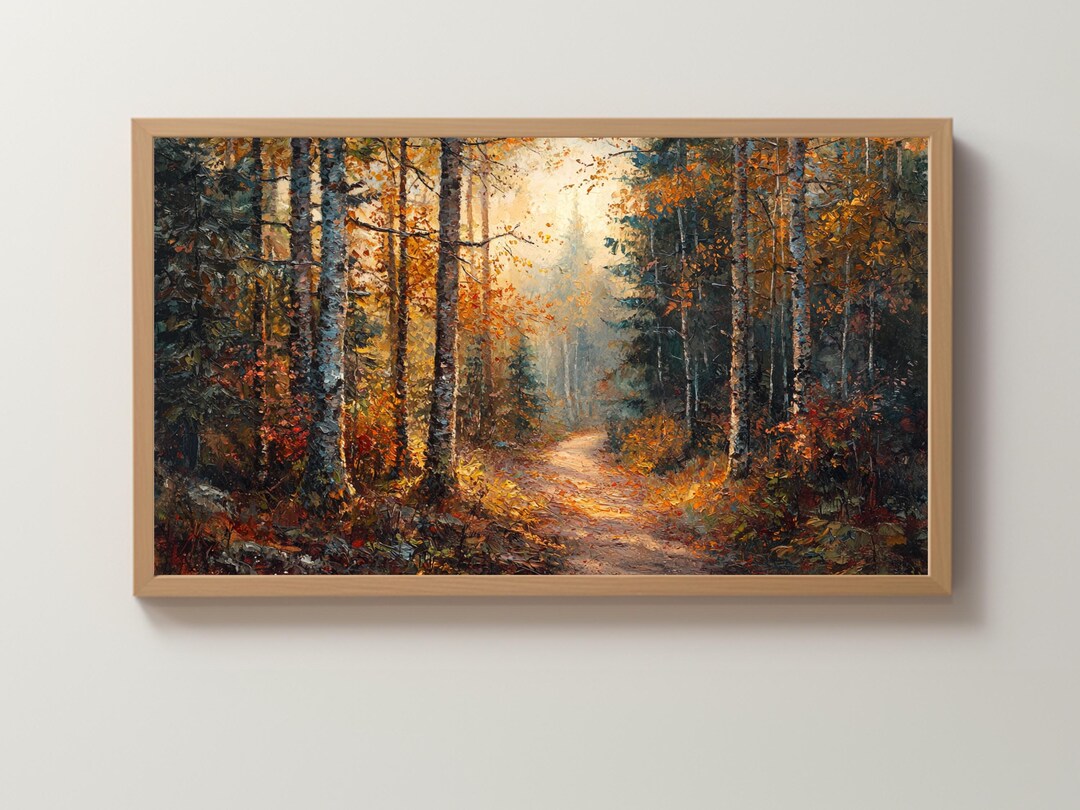 Norwegian Autumn Forest Oil Painting – Impressionist Woodland Landscape ...
