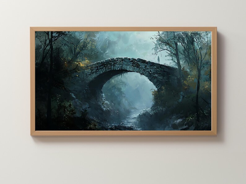 Spooky Bridge Dark Ravine I Spooky Oil Painting - Etsy