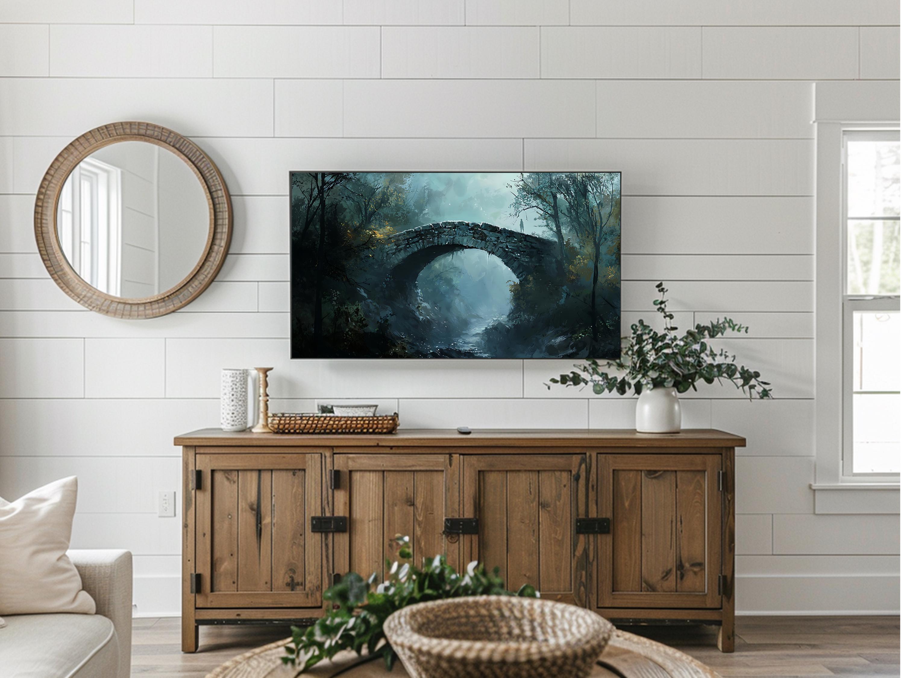 Spooky Bridge Dark Ravine I Spooky Oil Painting - Etsy