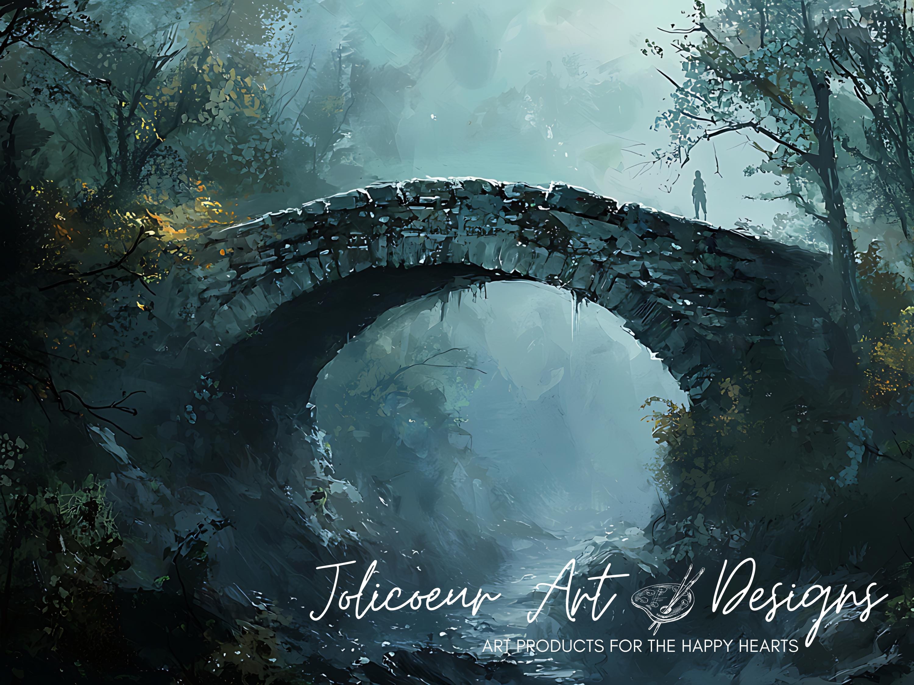 Spooky Bridge Dark Ravine I Spooky Oil Painting - Etsy