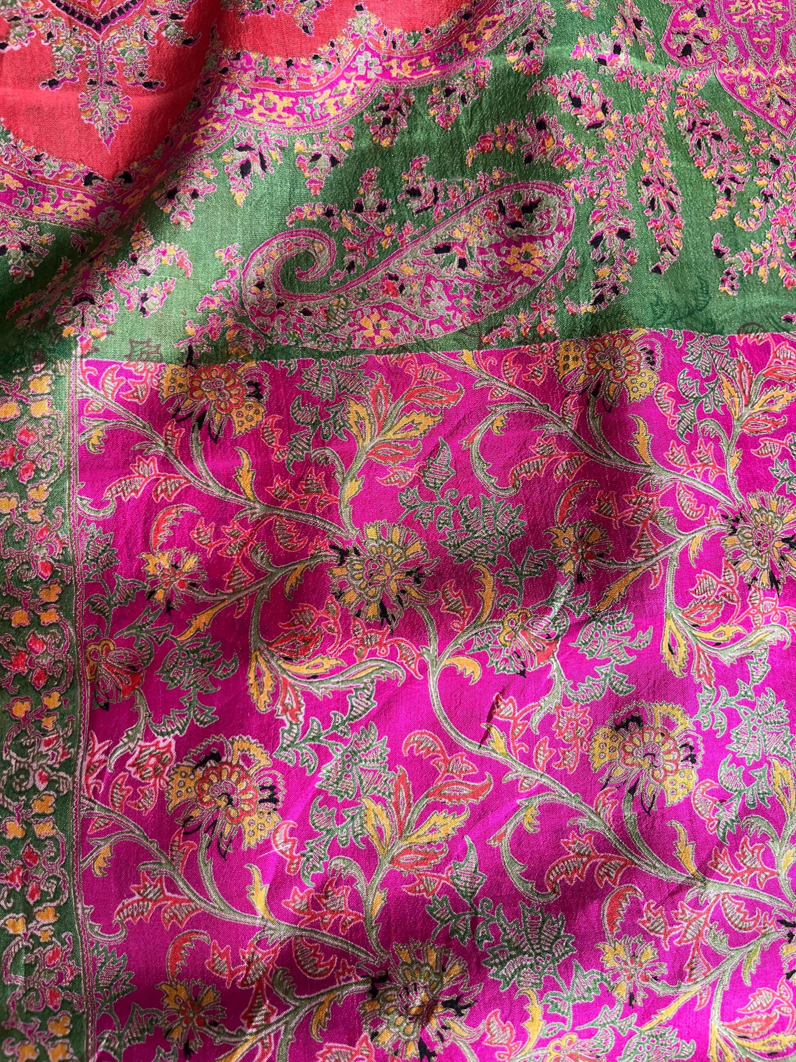 Bespoke Handmade Printed Silk Sari Gathered or Pleated Lampshade ...
