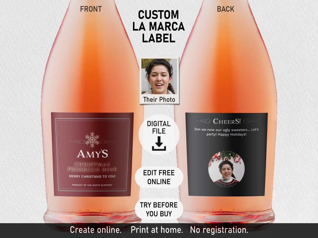 Custom White Elephant Photo Label Personalized La Marca - Etsy