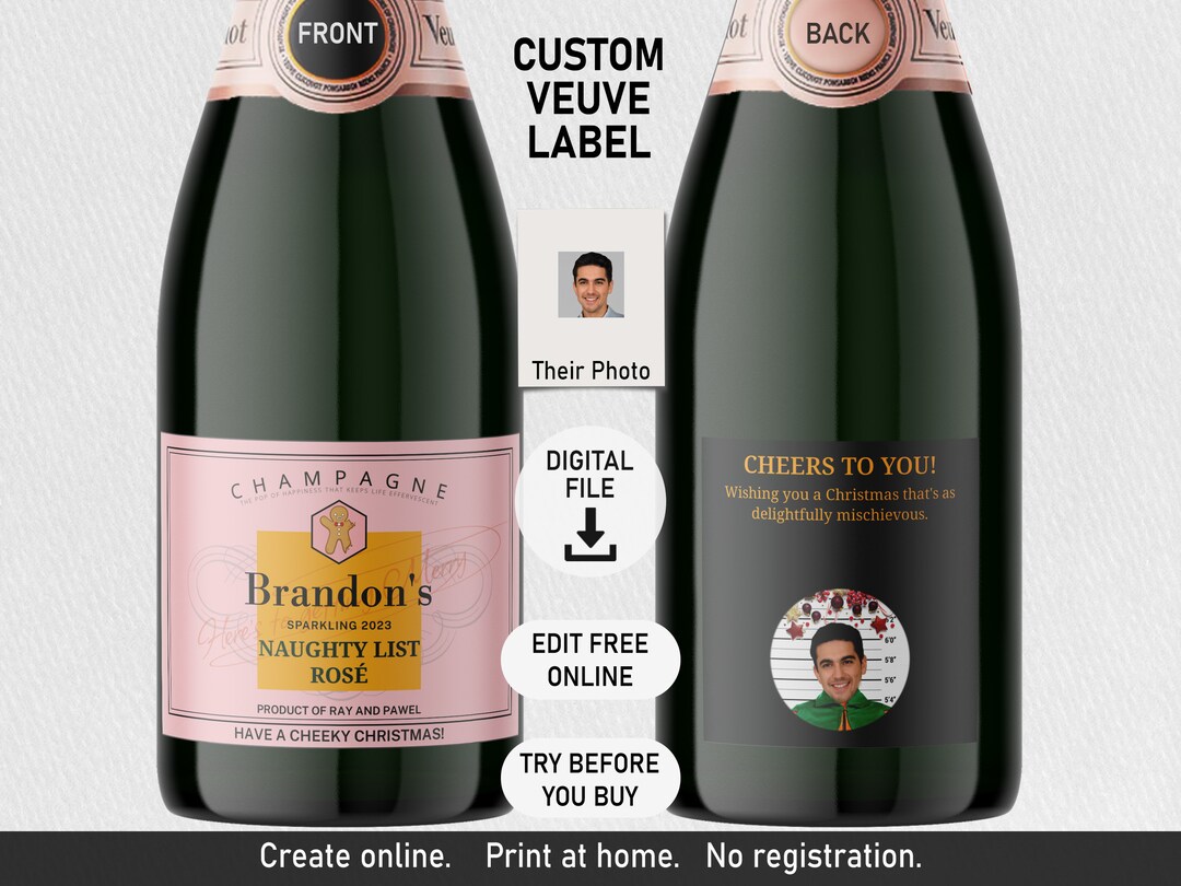 Custom Christmas Photo Label Personalized Veuve Champagne - Etsy