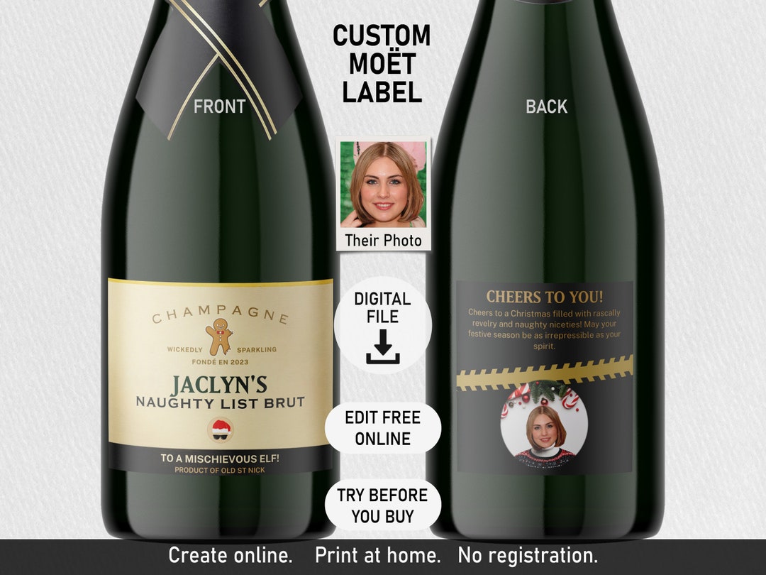 Custom White Elephant Photo Label, Personalized Moët Champagne ...
