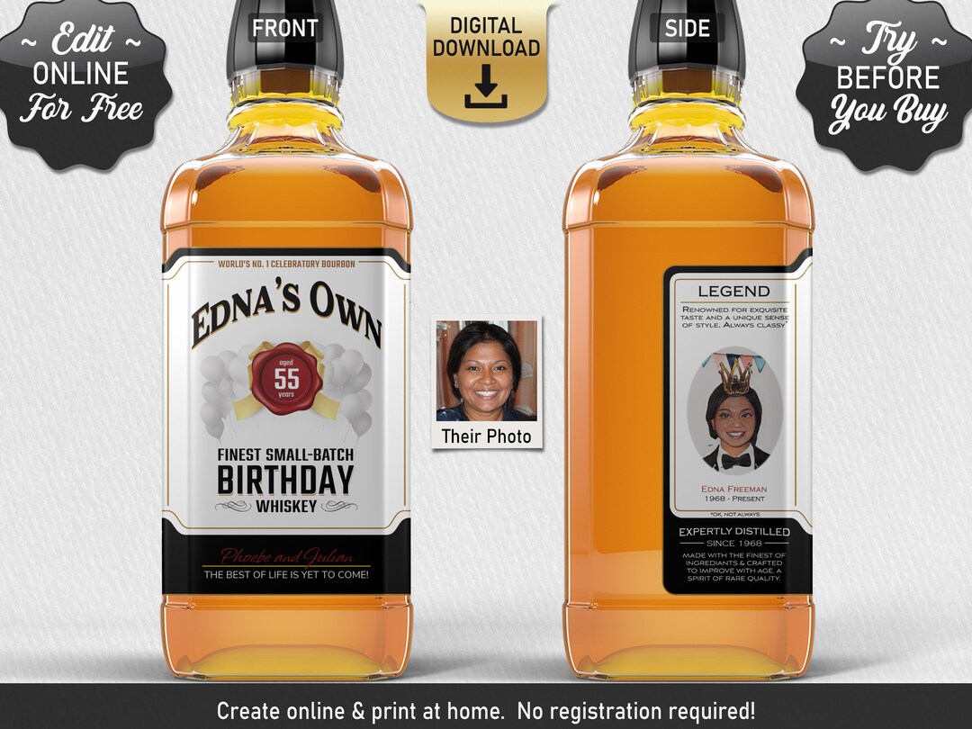 Custom 50s Birthday Photo Label Personalized Jim Beam - Etsy