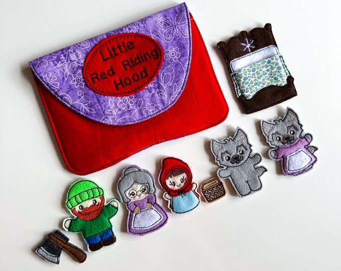 Little Red Riding Hood Felt Finger Puppet Story Bag, Storytelling for ...