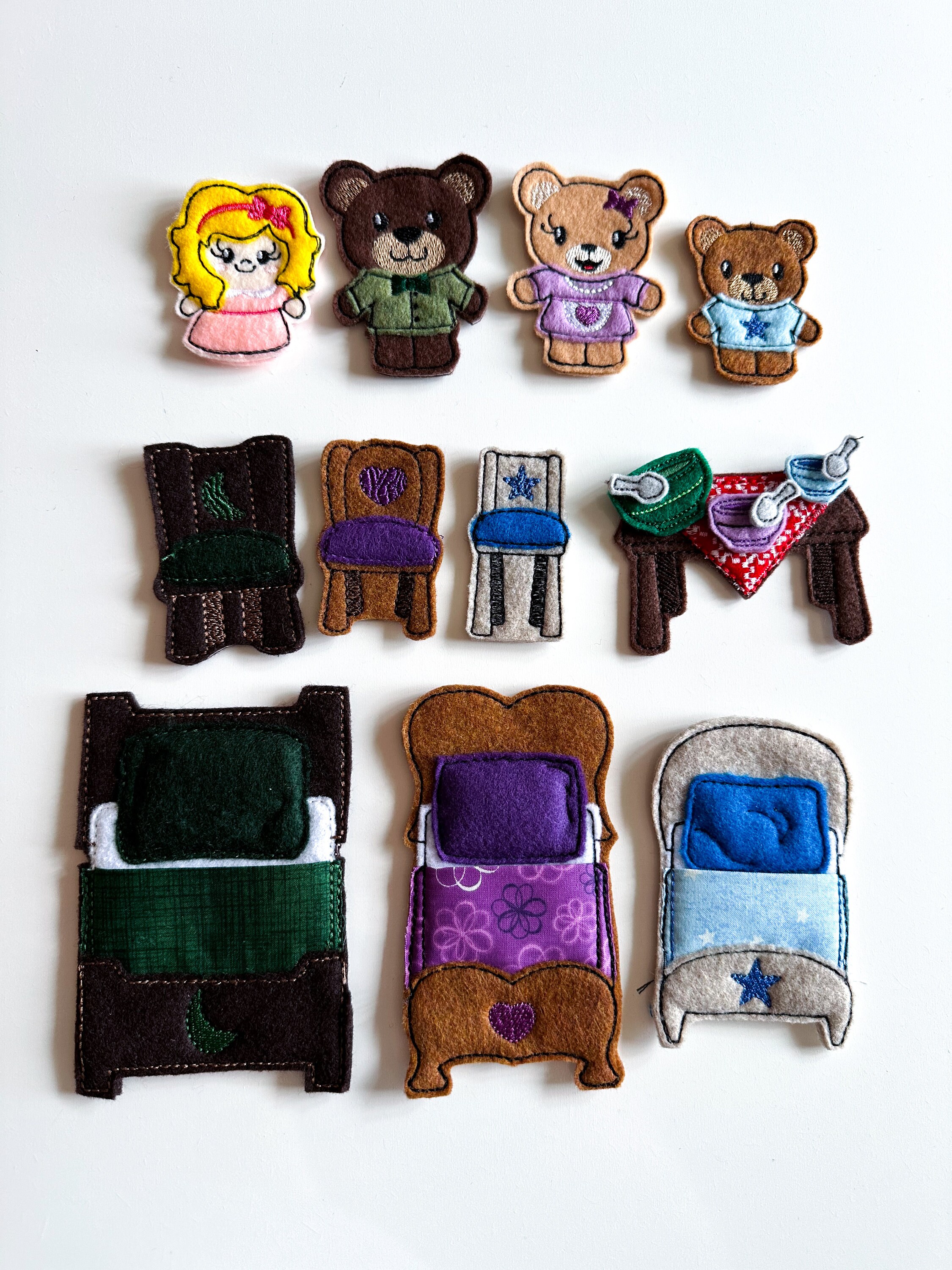 Goldilocks and the Three Bears Felt Finger Puppet Story Bag ...