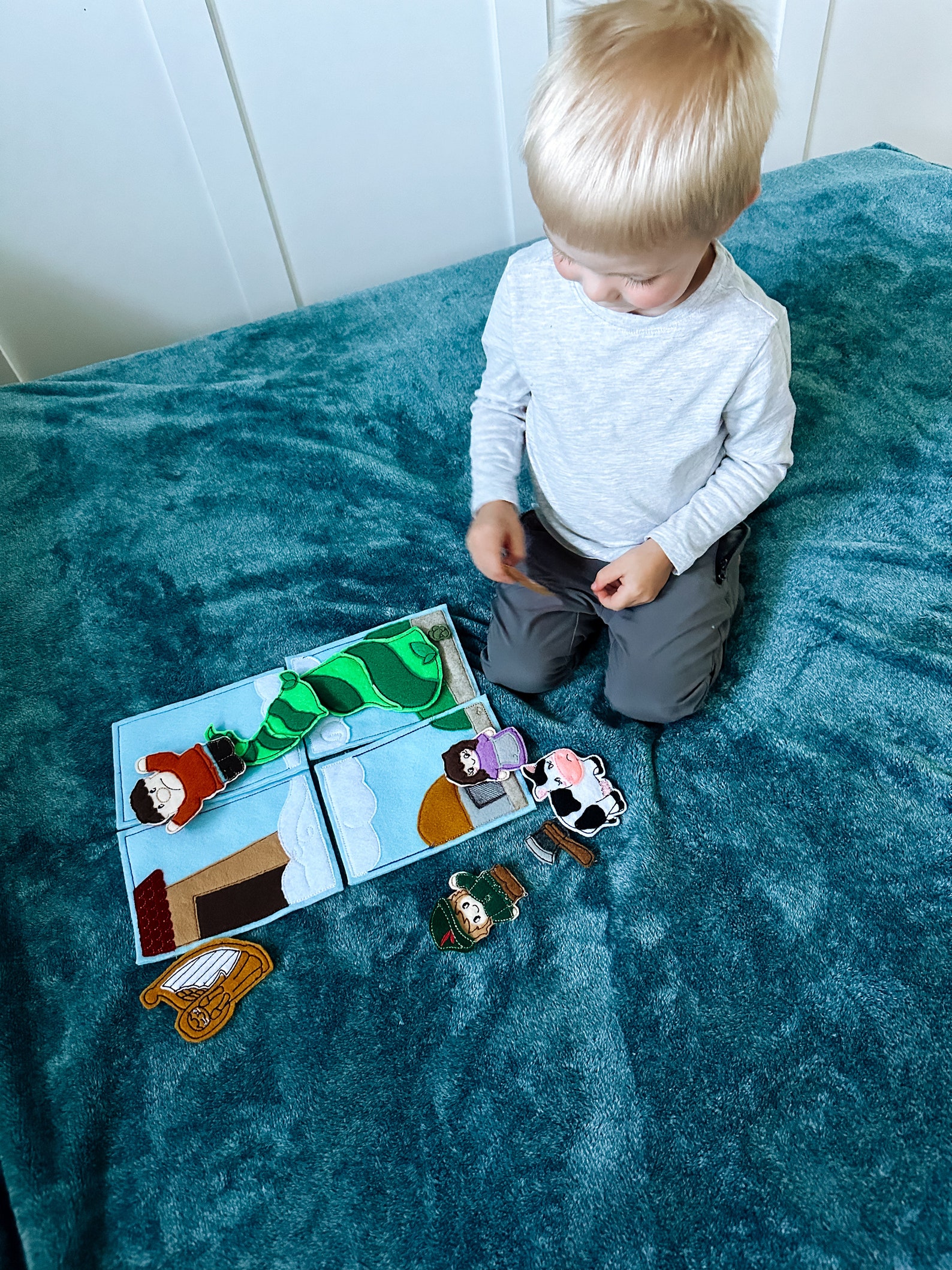 Jack and the Beanstalk Felt Finger Puppet Story Bag, Storytelling for ...