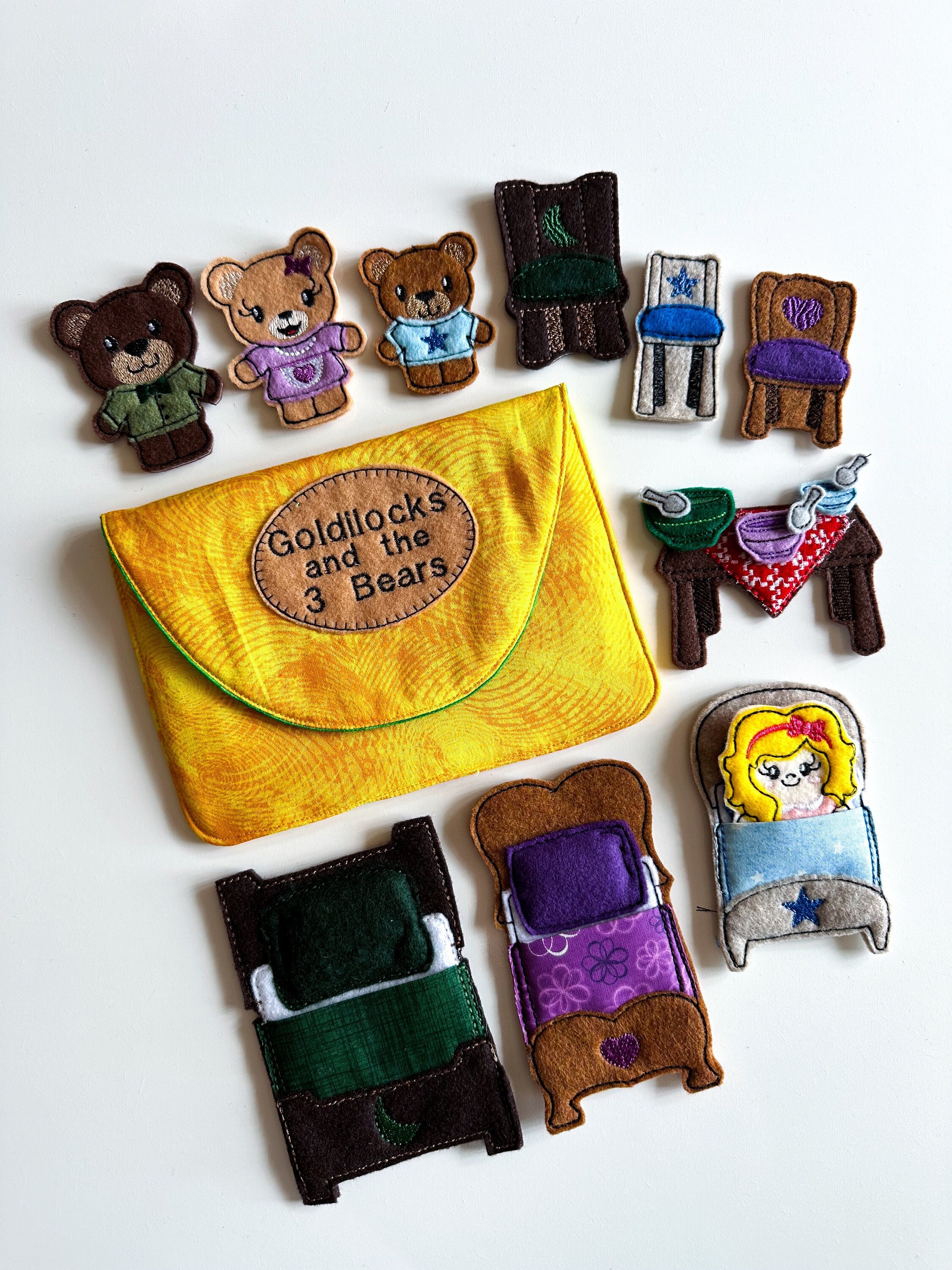 Goldilocks and the Three Bears Felt Finger Puppet Story Bag ...