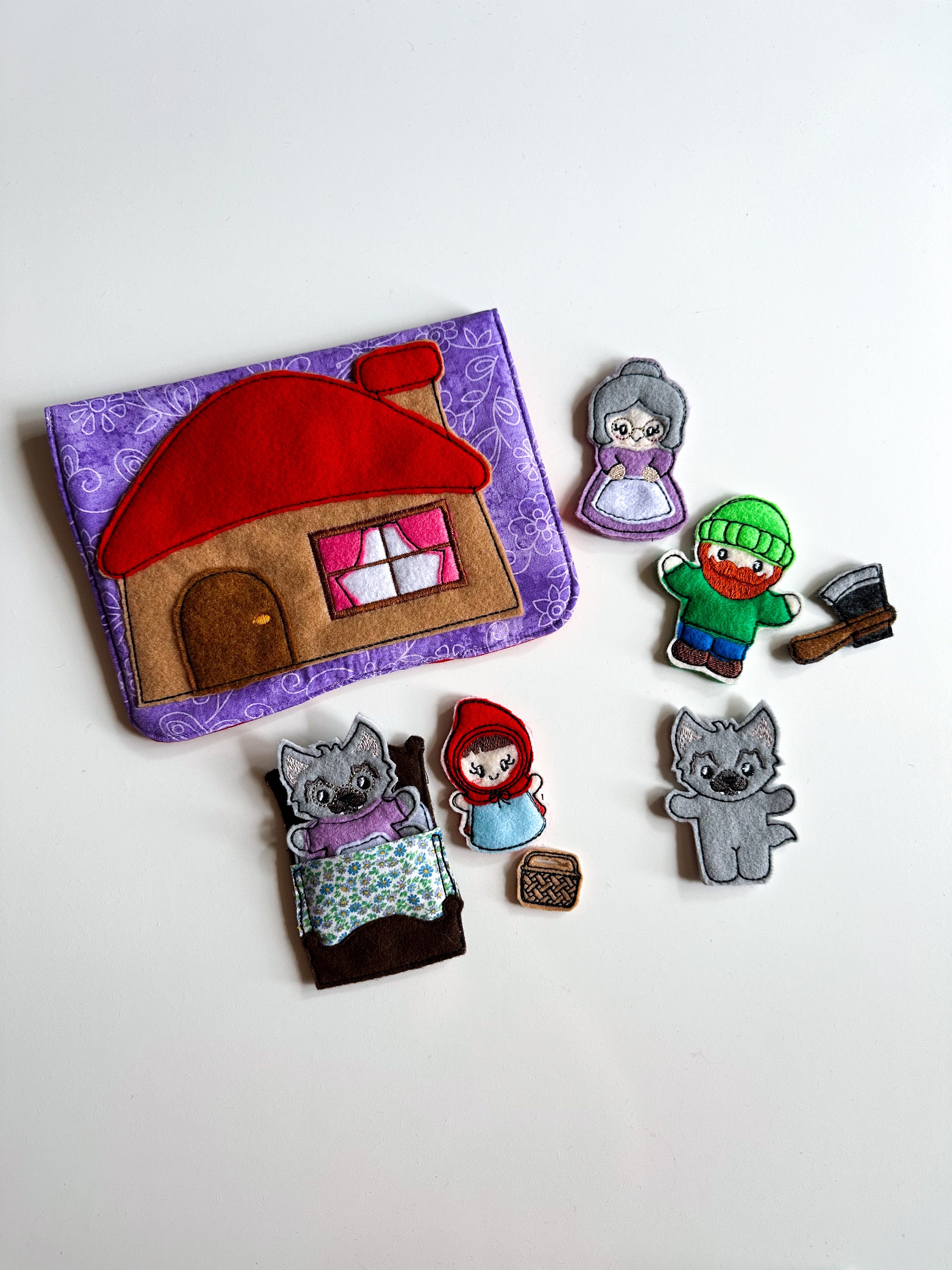 Little Red Riding Hood Felt Finger Puppet Story Bag, Storytelling for ...