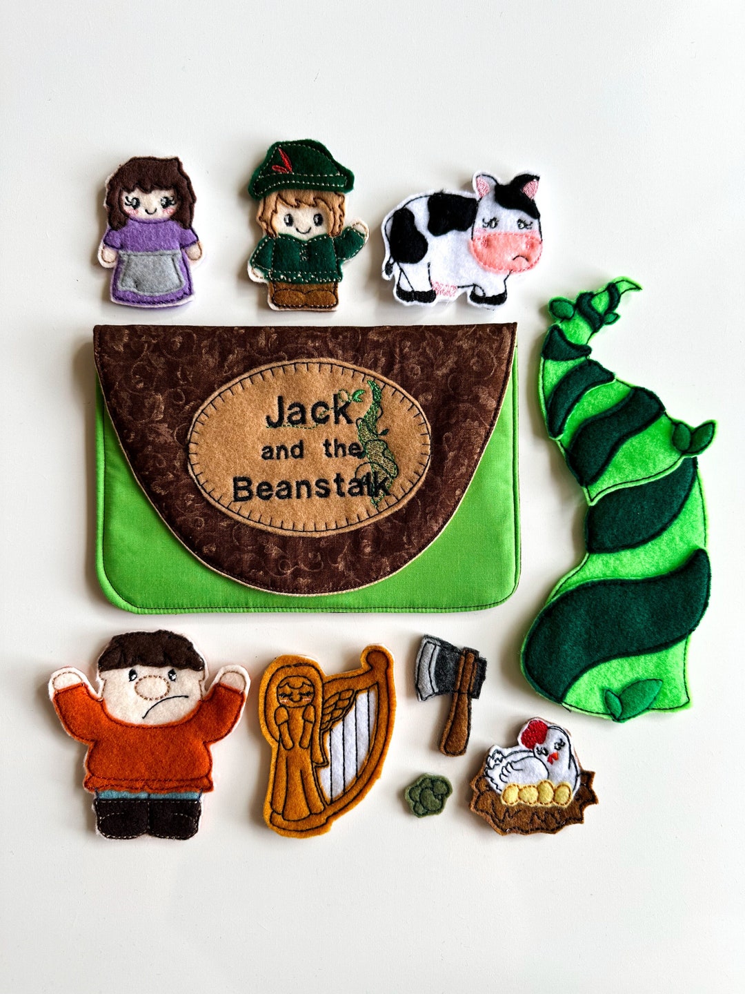 Jack and the Beanstalk Felt Finger Puppet Story Bag, Storytelling for ...