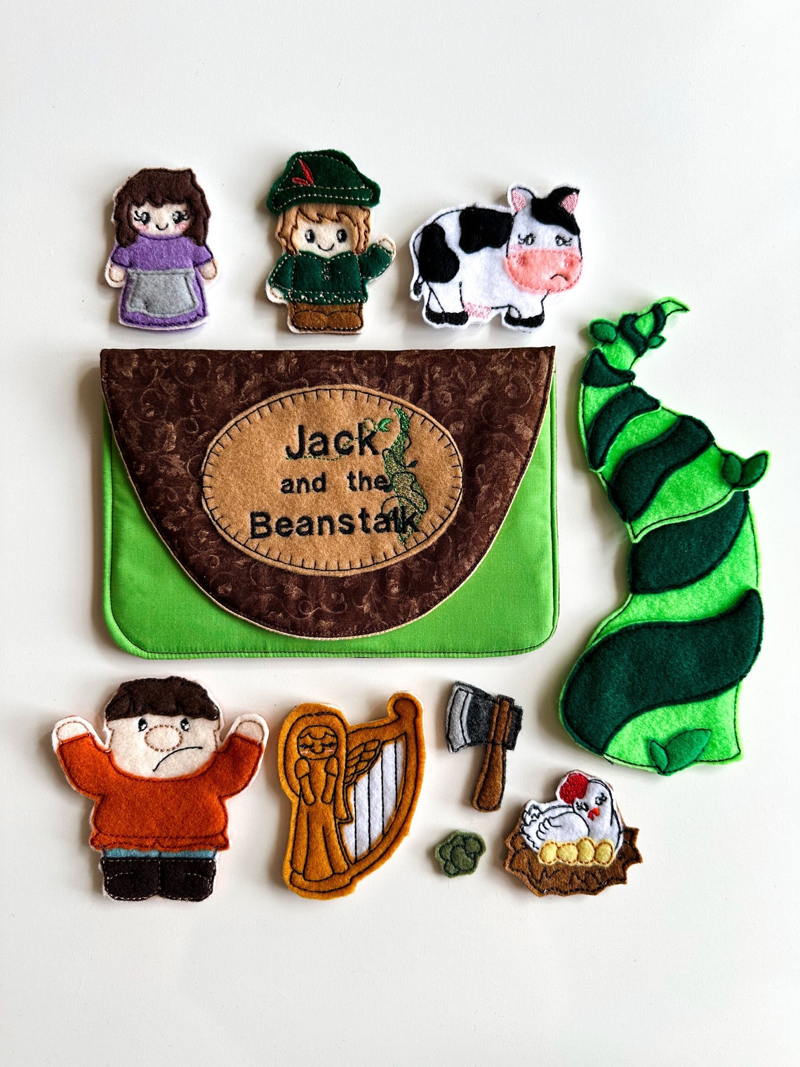 Jack and the Beanstalk Felt Finger Puppet Story Bag, Storytelling for ...